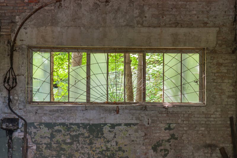 Building with Broken Windows, Outside a Green Forest Stock Image ...
