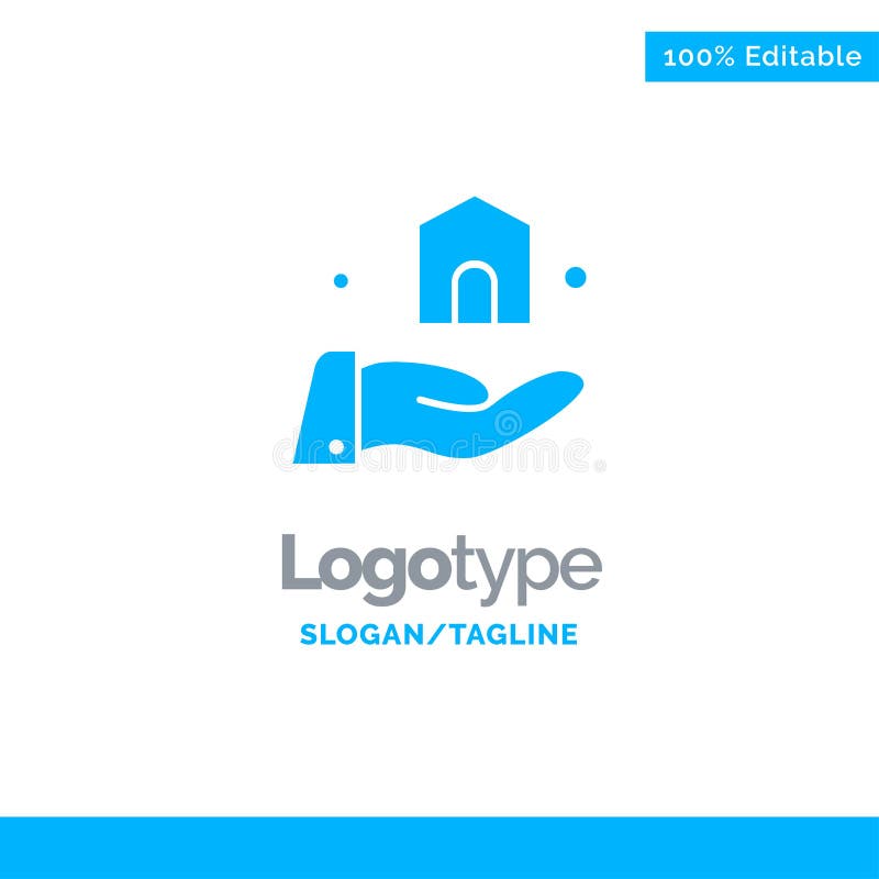 Building, Build, Construction Blue Solid Logo Template. Place for ...