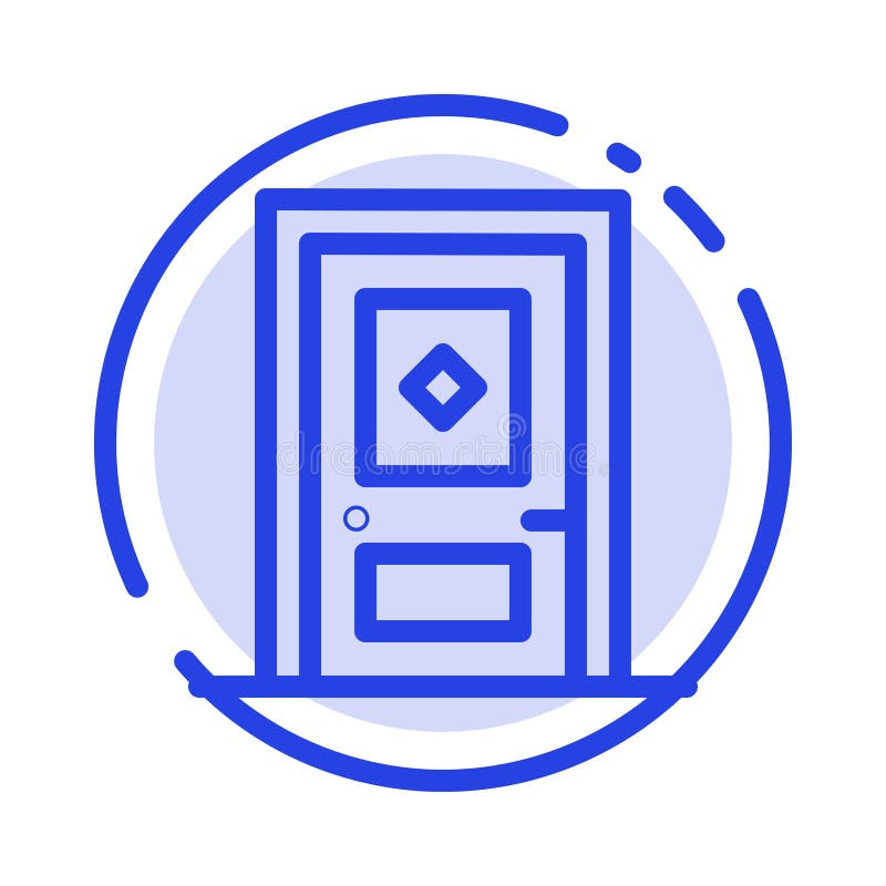 Building, Build, Construction, Door Blue Dotted Line Line Icon Stock ...