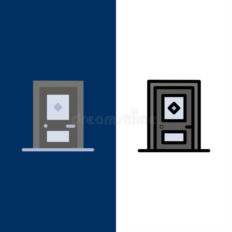 Building, Build, Construction, Door Icons. Flat and Line Filled Icon ...