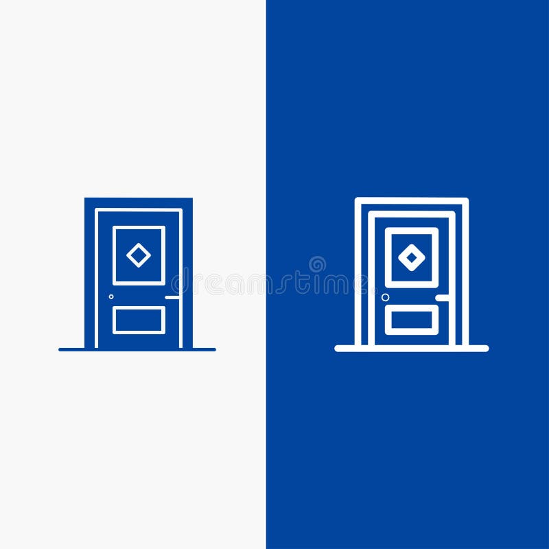 Building, Build, Construction, Door Line and Glyph Solid Icon Blue ...