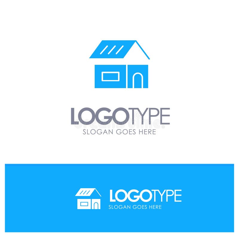 Building, Build, Construction, Home Blue Solid Logo with Place for ...