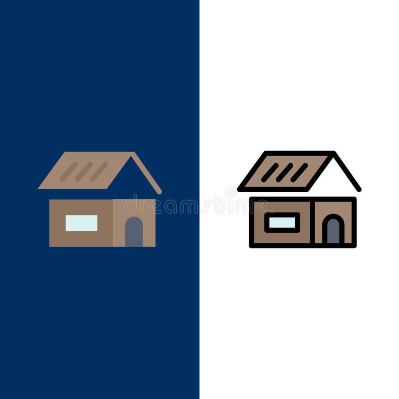 Building, Build, Construction, Home Icons. Flat and Line Filled Icon ...