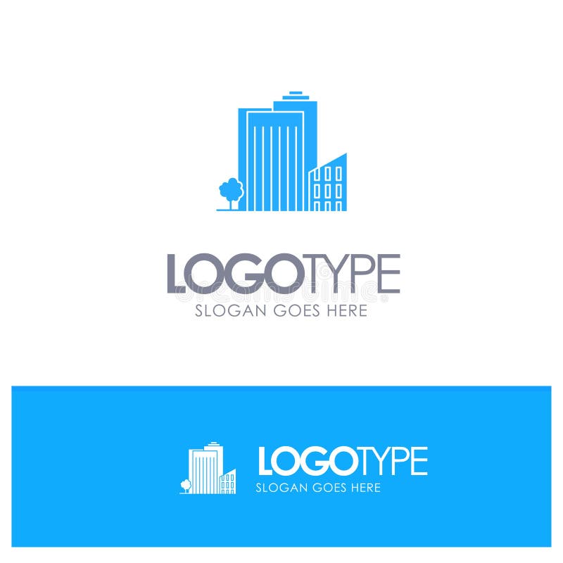 Building, Build, Dormitory, Tower, Real Estate Blue Solid Logo with ...