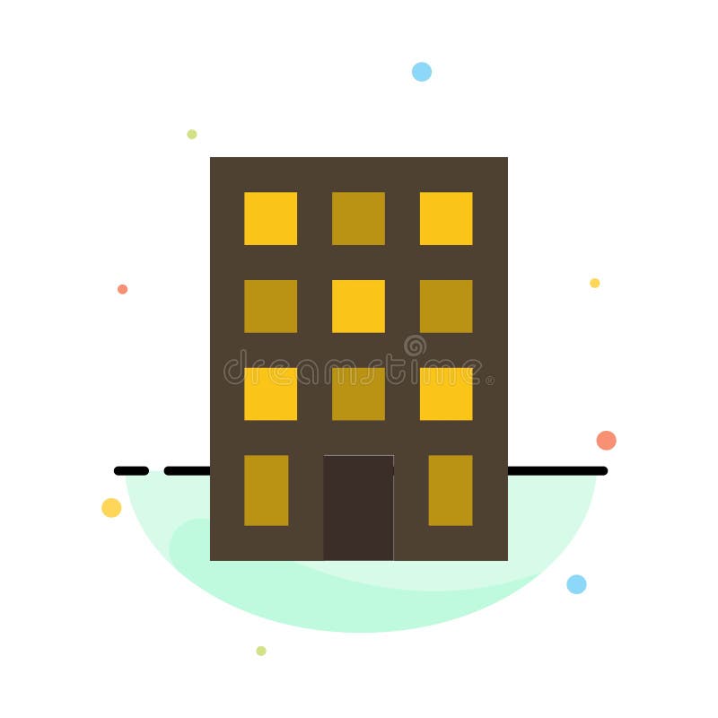 Building, Buildings, Construction Abstract Flat Color Icon Template ...