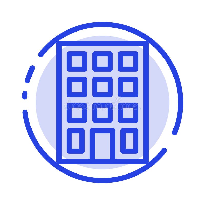 Building, Buildings, Construction Blue Dotted Line Line Icon Stock ...