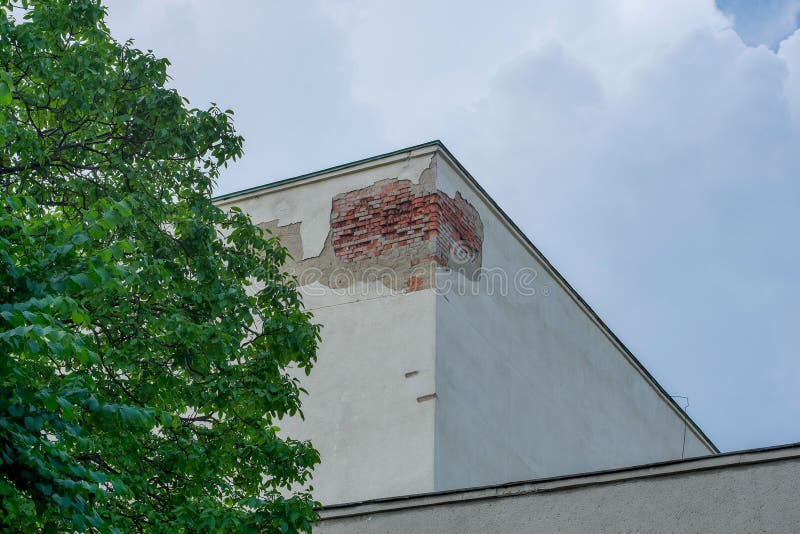 The Building is Built of Brick with Violations of Building Codes. Stock ...