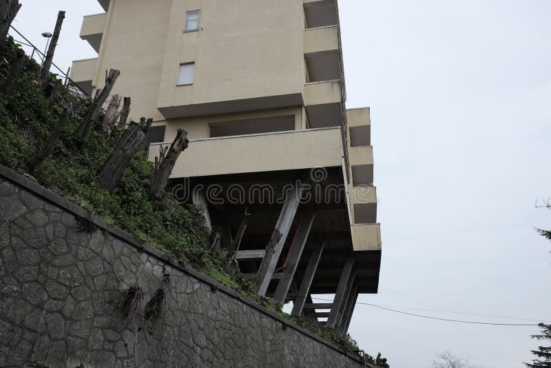 Building Built on the Ravine Stock Photo - Image of home, building ...