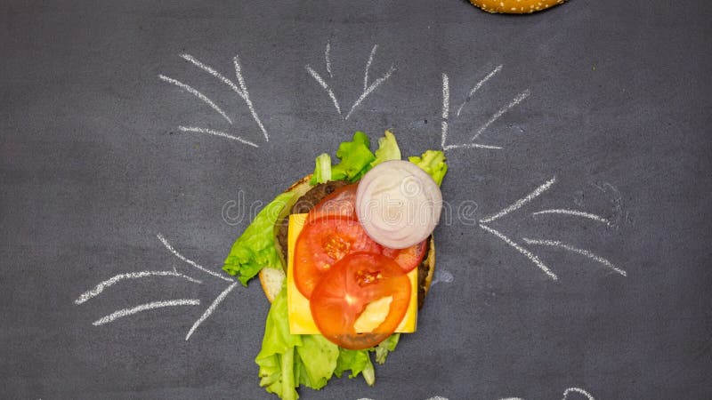 Building a Burger. Stop Motion Animation Stock Video - Video of lunch ...