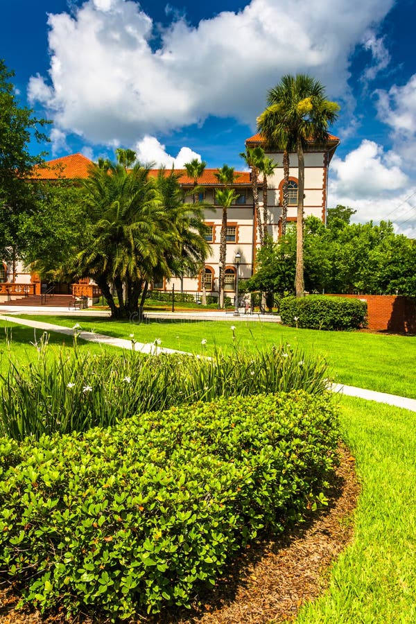 Building and Bushes at Flagler College, St. Augustine, Florida. Stock ...