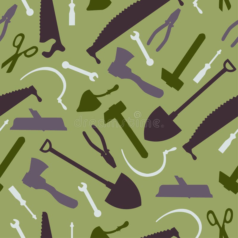 Building and Carpentry Tools Silhouette Seamless Pattern. Stock Vector ...
