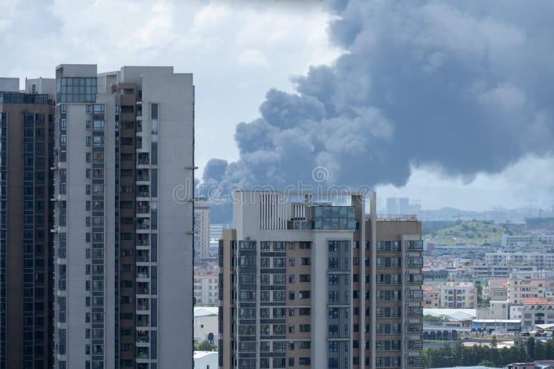 Building Catched a Fire with Lots Dark Smoke Stock Photo - Image of ...
