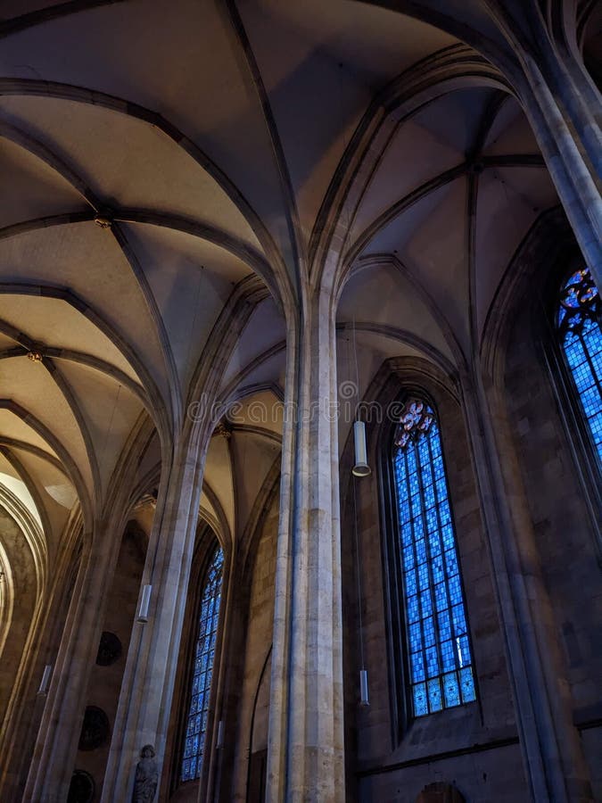 A Building with a Ceiling that is Made Up with Columns Stock Image ...