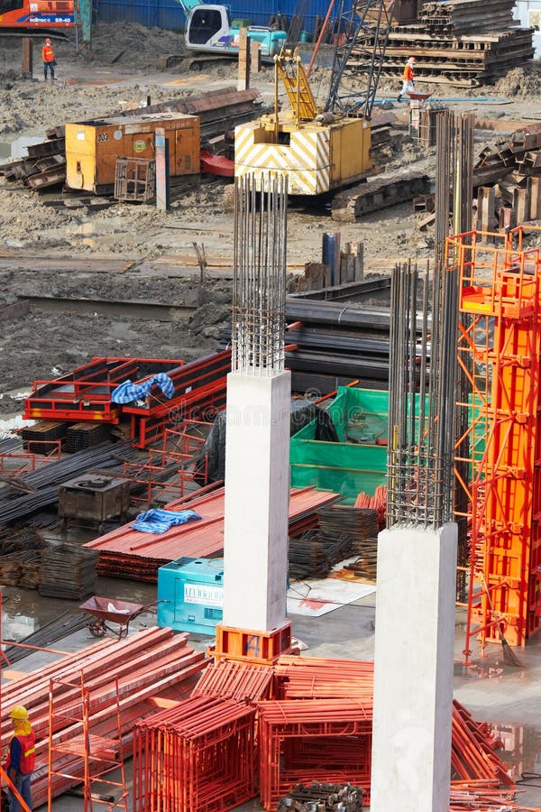 Building Cement Pillar in Construct Site Stock Photo - Image of mold ...