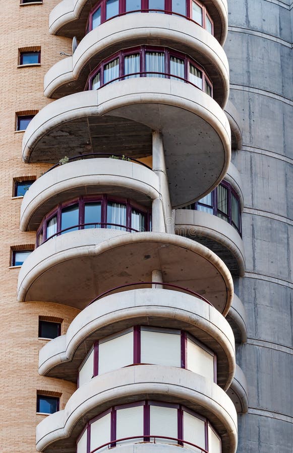 Building with Circular Terraces in Benidorm Stock Image - Image of ...