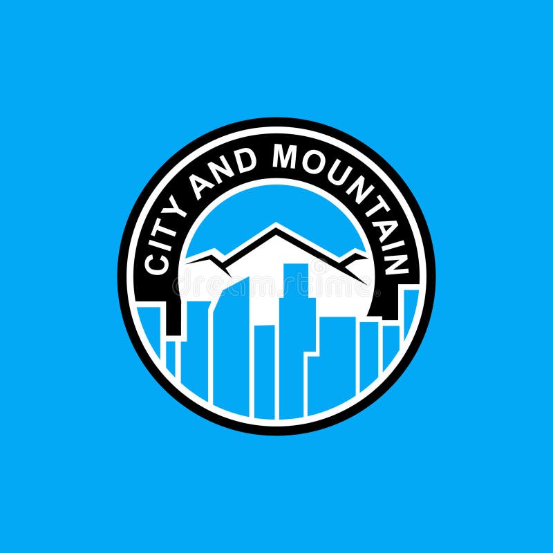 Building City and Mountain Vintage Emblem Logo Design Vector Stock ...