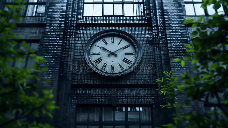 Building with Clock the Side Stock Illustration - Illustration of clock ...