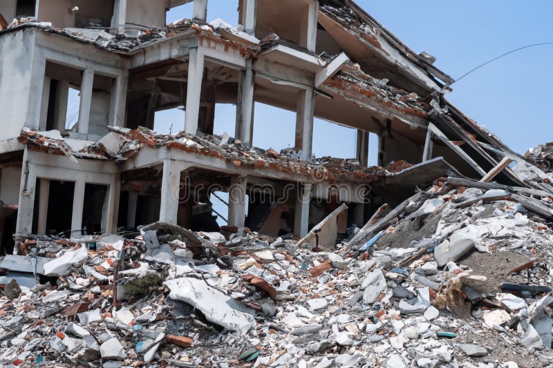 Building Collapse. Debris and Destroyed Building that Collapsed from an ...