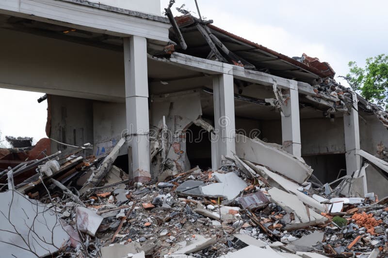 Building Collapse. Debris and Destroyed Building that Collapsed from an ...