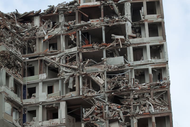 Building Collapse. Debris and Destroyed Building that Collapsed from an Earthquake. Stock Photo ...