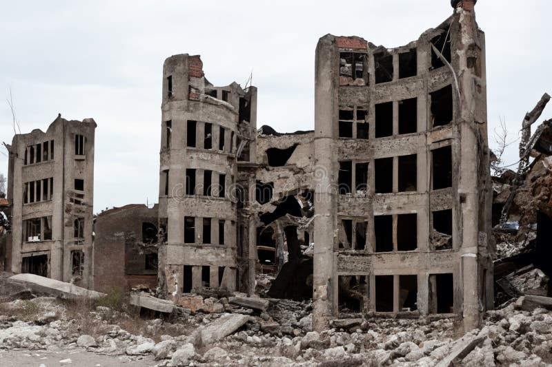 Building Collapse. Debris and Destroyed Building that Collapsed from an ...