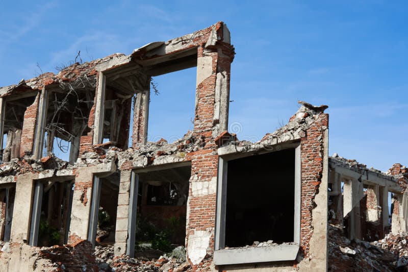 Building Collapse. Debris and Destroyed Building that Collapsed from an ...