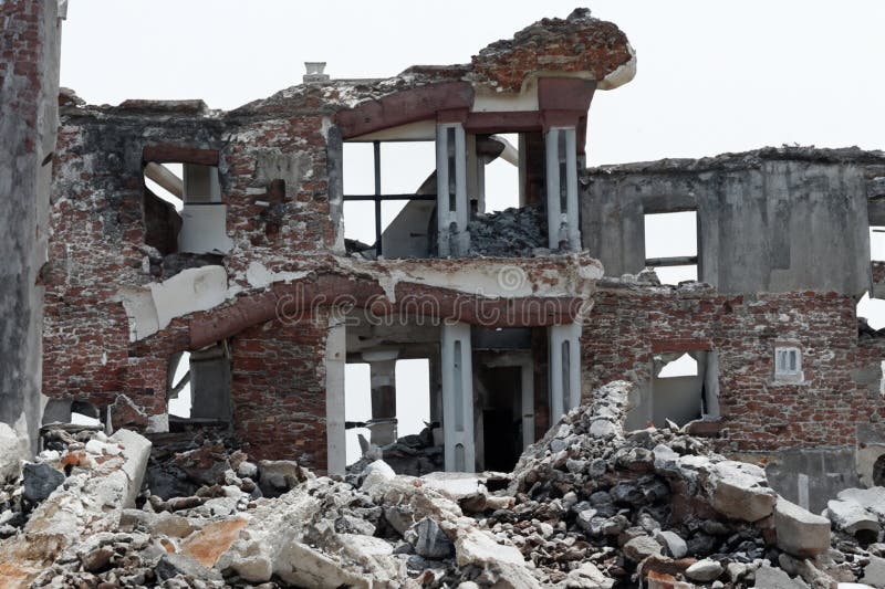 Building Collapse. Debris and Destroyed Building that Collapsed from an ...