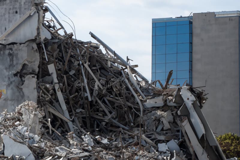 Building Collapse. Debris and Destroyed Building that Collapsed from an ...