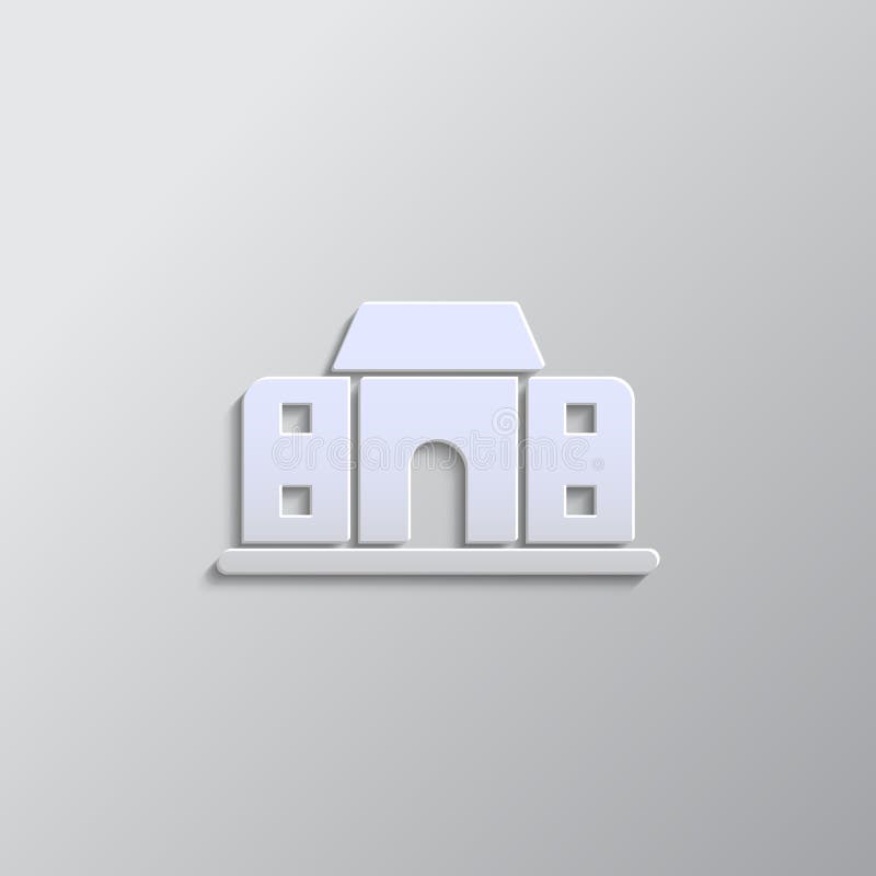 Building, College Paper Style, Iocn. Grey Color Vector Background Stock ...