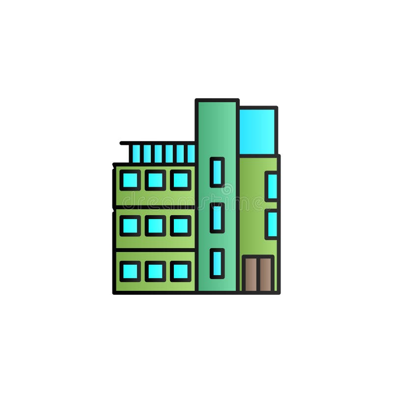 Bank, Building Multi Color Icon. Simple Thin Line, Outline of Buildings ...