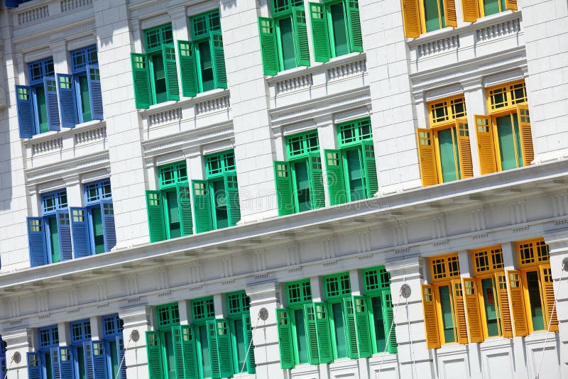 Colorful Window Shutters at Clark Quay, Singapore Stock Photo - Image ...