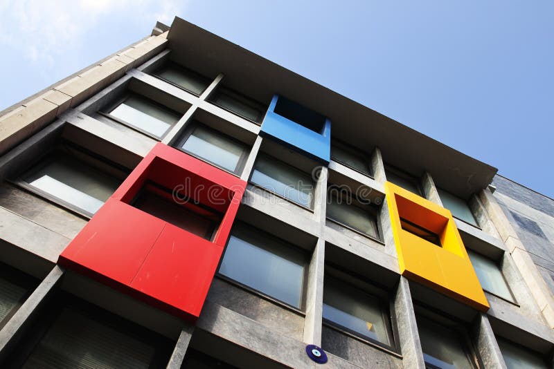 Building with Colorful Windows Stock Photo - Image of color, street ...