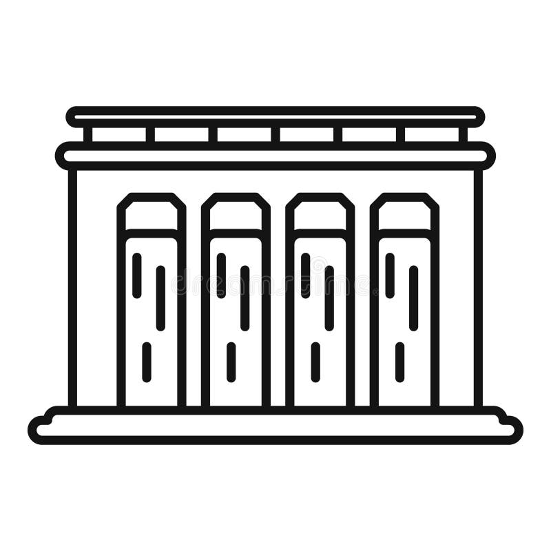 Building with Columns Facade Thin Line Icon Stock Vector - Illustration ...