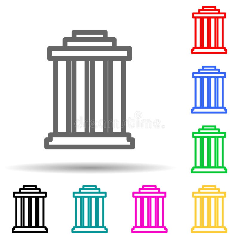Building With Columns Multi Color Style Icon Simple Thin Line Outline Vector Of Web Icons For