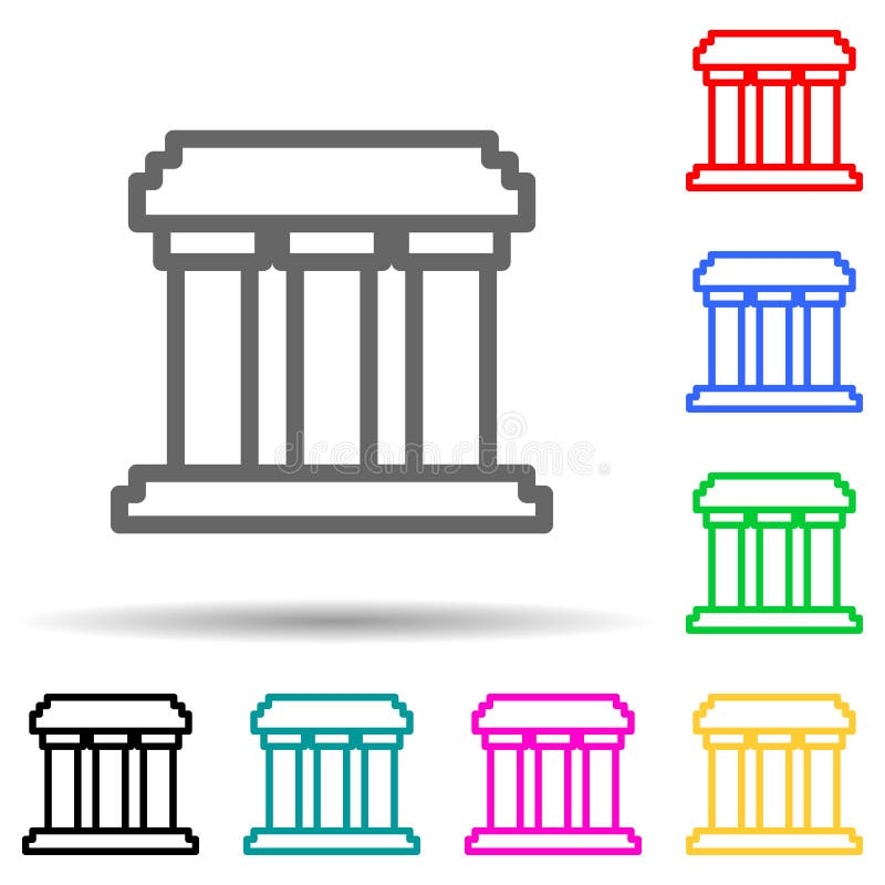 Building With Columns Multi Color Style Icon Simple Thin Line Outline Of Web Icons For Ui And