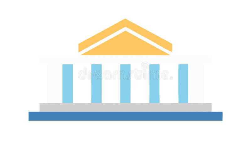 Building with Columns, Represents Bank or Public Institution , Vector ...
