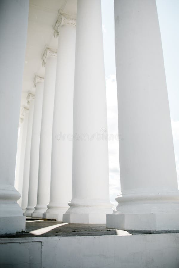 Building with Columns. Tall White Columns of the Building Stock Image ...