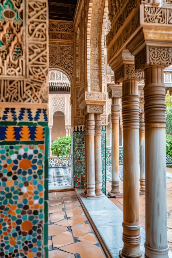 A Building with Columns and a Tiled Floor. Suitable for Architectural ...