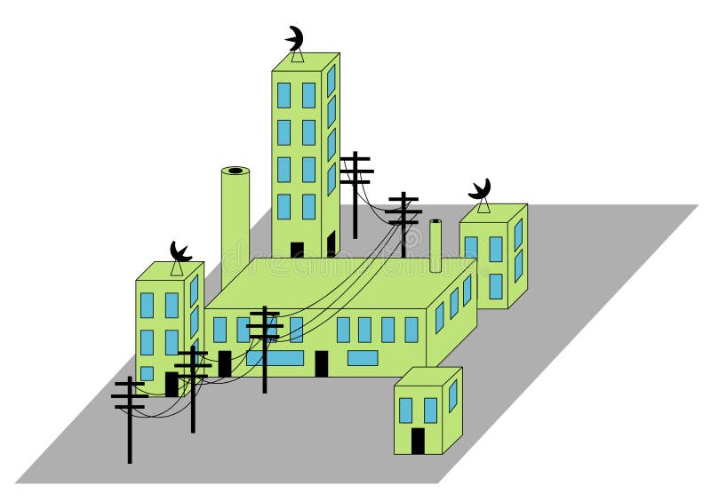 Building Complex stock vector. Illustration of dish, drawing - 6114545
