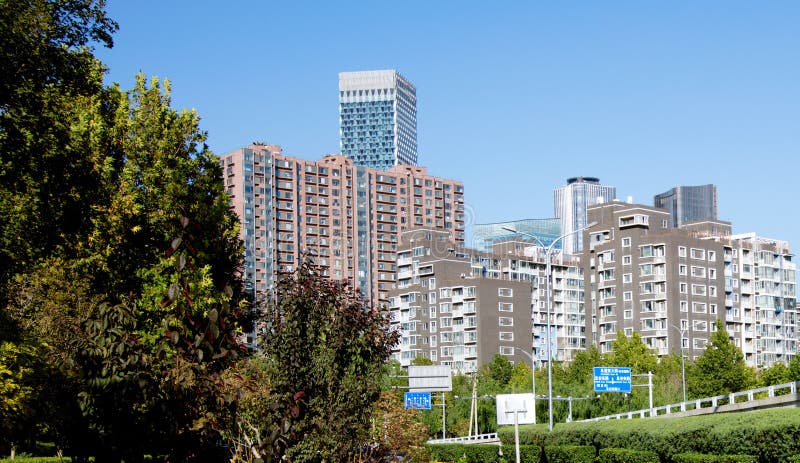 Building Complex in the Wangjing Area of Beijing Stock Image - Image of ...