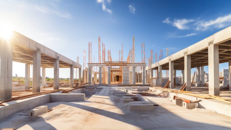 Building, Concrete Structure Construction Site Stock Illustration ...