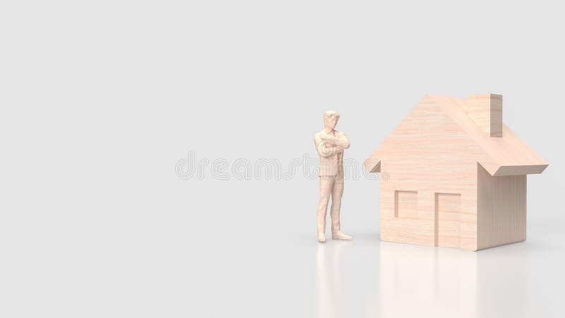 The Man and House Wood for Building Concept 3d Rendering Stock ...