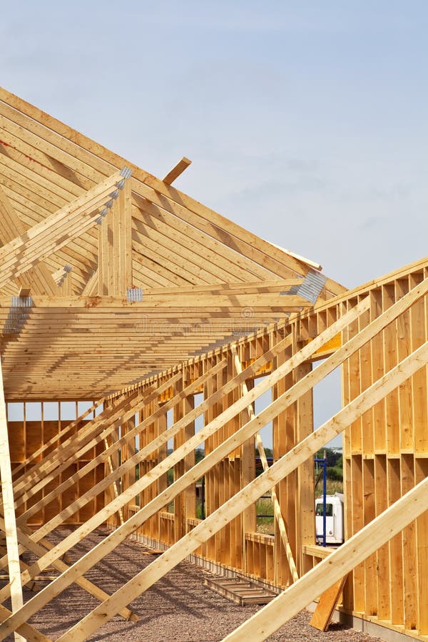 Wood Stud Framing in Home Construction Stock Photo - Image of mortgage ...