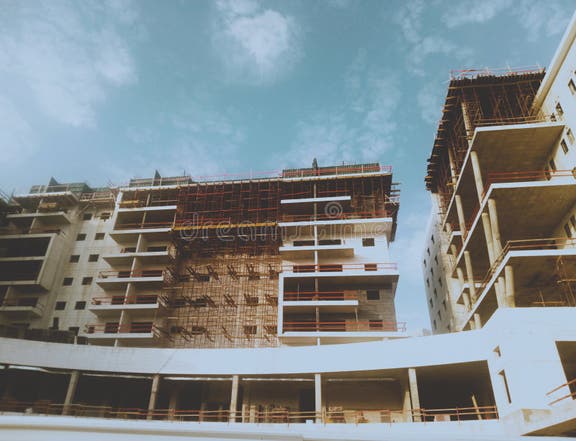 Building in Construction Area Stock Photo - Image of facade, structure ...