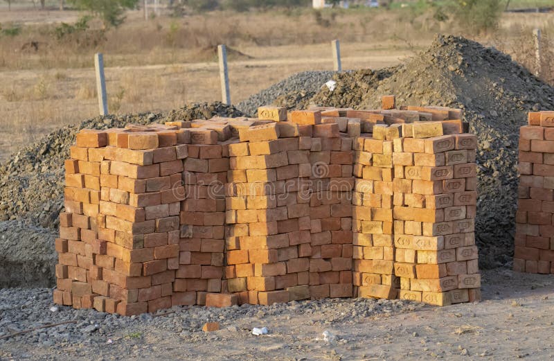 Building Construction Bricks Stock and Murram Rubble Stock Image ...