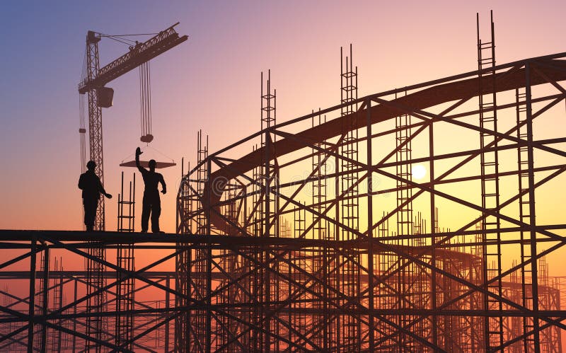 Building construction stock illustration. Illustration of silhouette ...