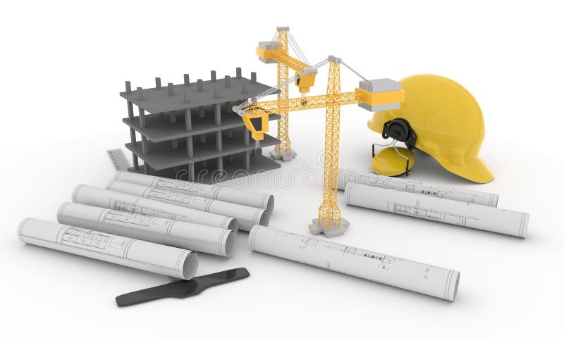 Building Construction Concept of Background, 3d Rendering Stock ...