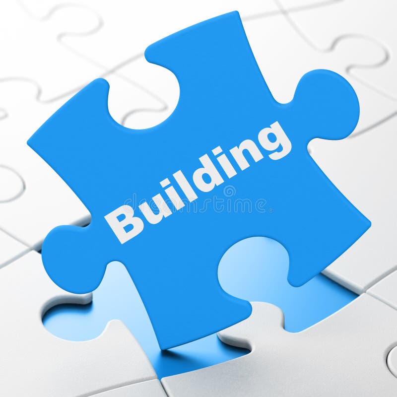 Building Construction Concept: Building on Puzzle Background Stock ...