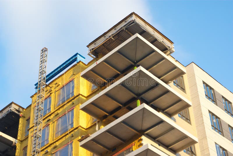 Building Construction Corner View, Concrete Build Condominium Stock ...