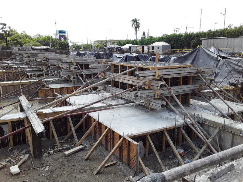 Building Construction in a Cramped Area Stock Image - Image of concrete ...